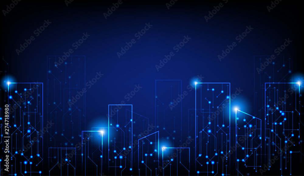 futuristic technology illustration, Lights with the circuit lines and ...