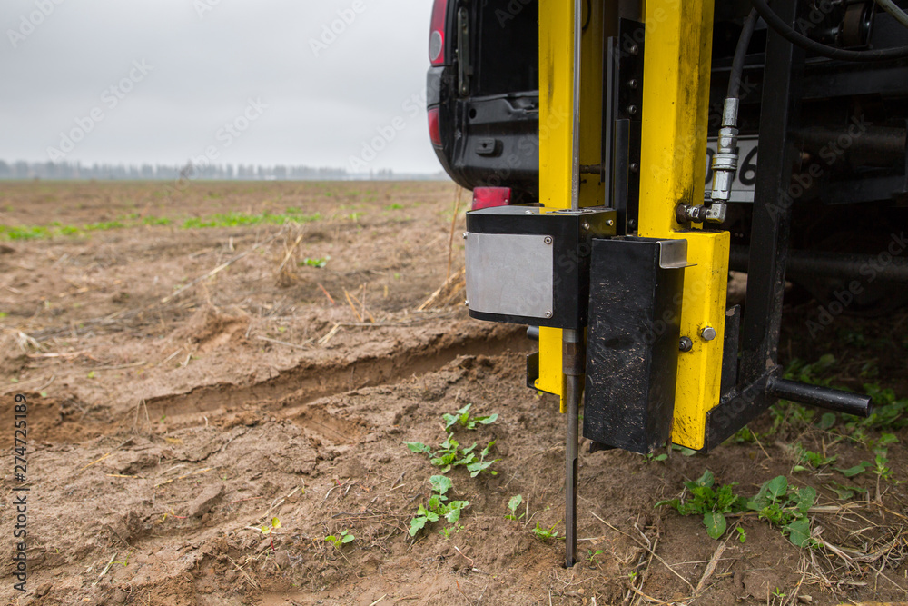 Soil Sampling. Automated probe for soil samples taking sample with soil ...
