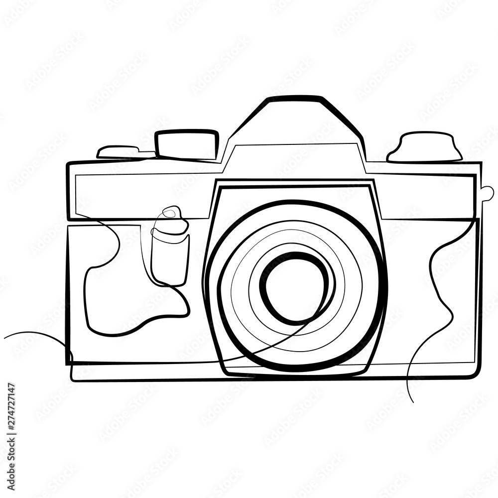 Camera one line drawing. Continuous line Photography Vector Logo Stock ...