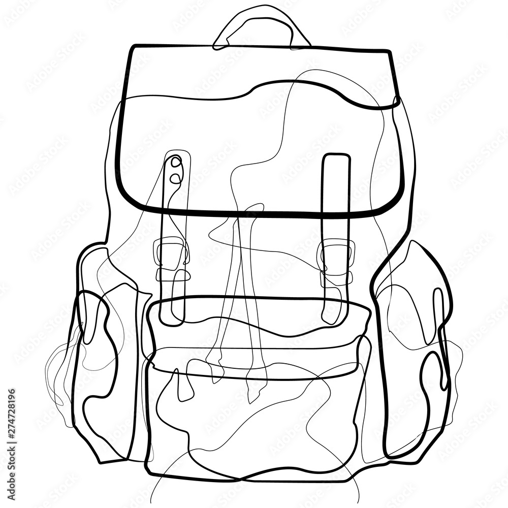 Backpack Travel one line drawing. Continuous line Backpacker Hiking ...