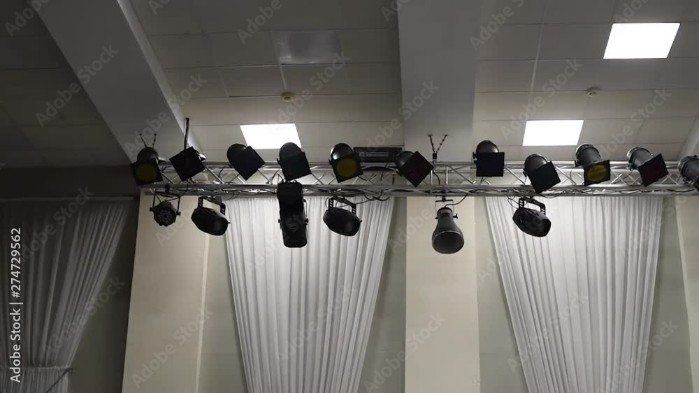 Video Stock Theatrical lighting mounted on the wall creates a muffled ...