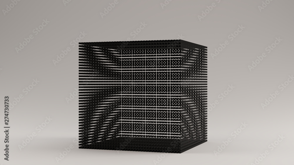 Black Cube Made out of Lots of Small Cubes with a Visual Aliasing ...