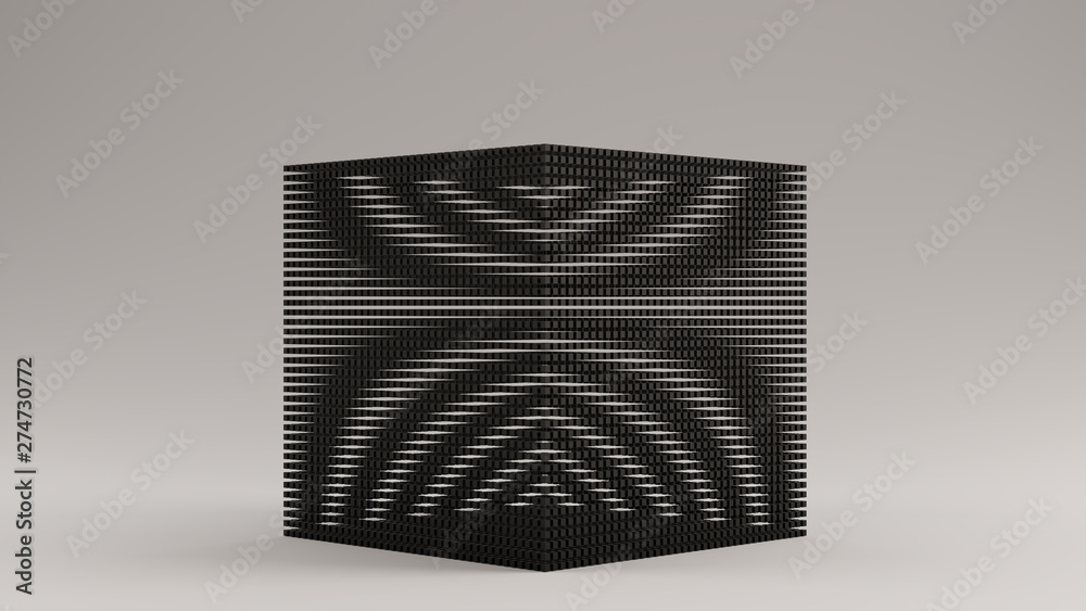 Black Cube Made out of Lots of Small Cubes with a Visual Aliasing ...