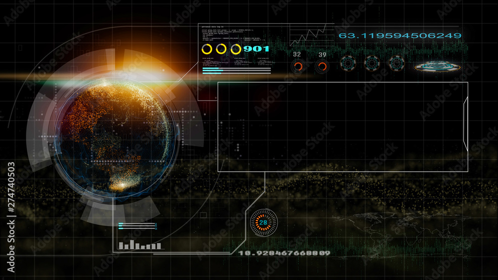 hi technology interface, 4K footage hud global interface and technology ...