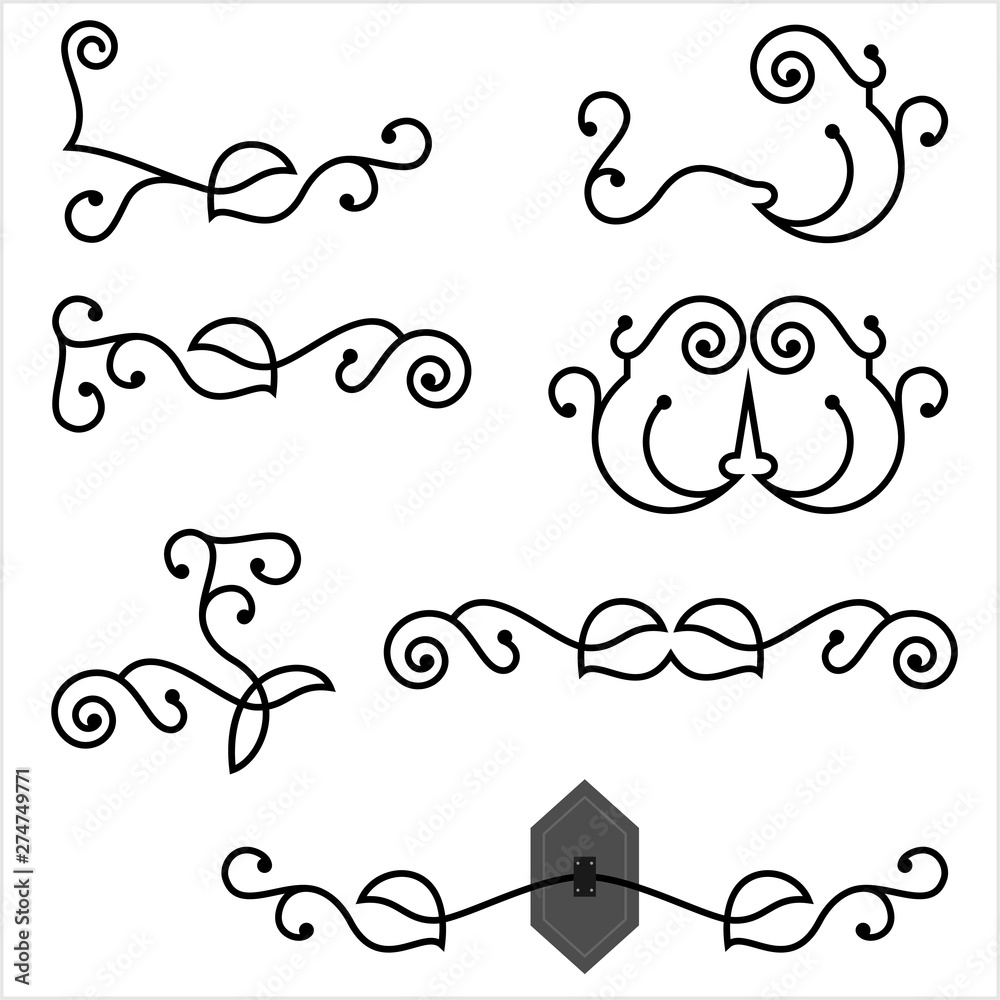 Wrought Iron Corner, Border Design Elements Stock Vector | Adobe Stock