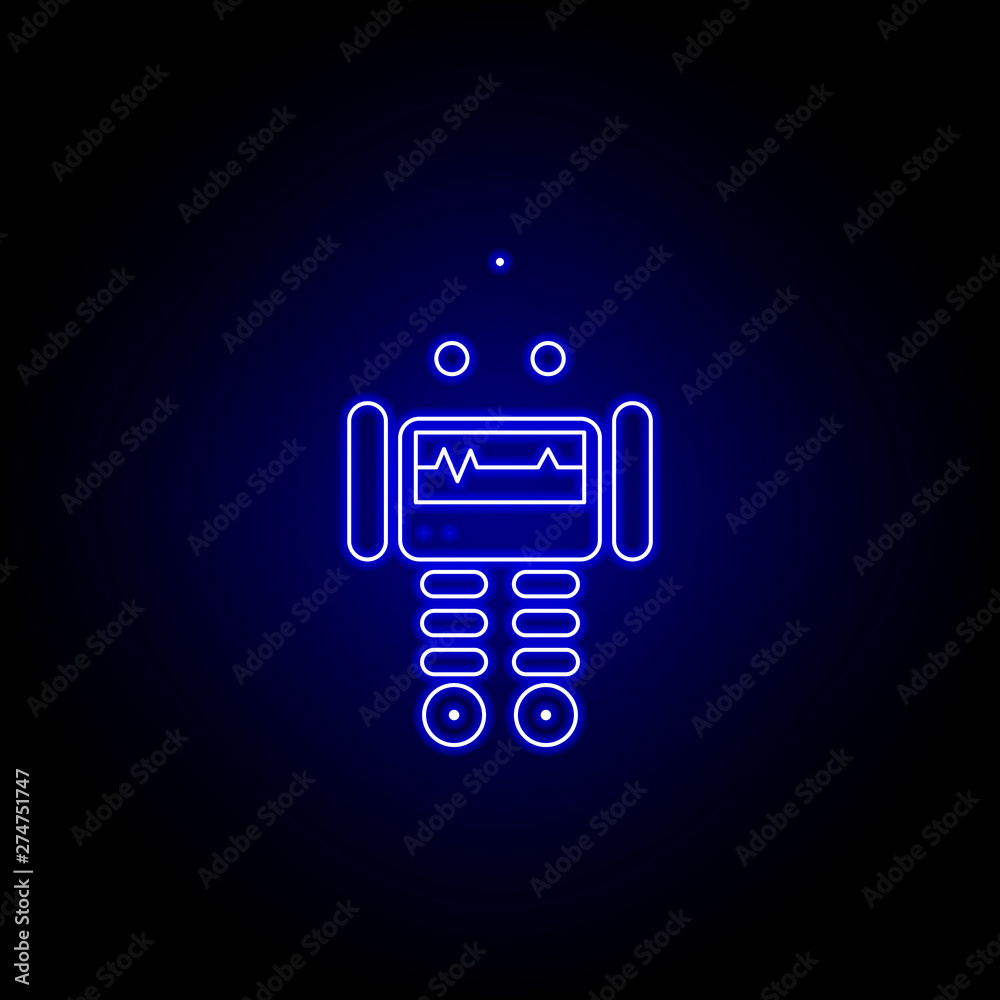 robot doctor line icon in blue neon style. Signs and symbols can be ...
