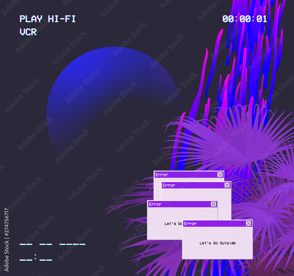 Space scene synthwave effects VHS nostalgic background Stock Vector ...