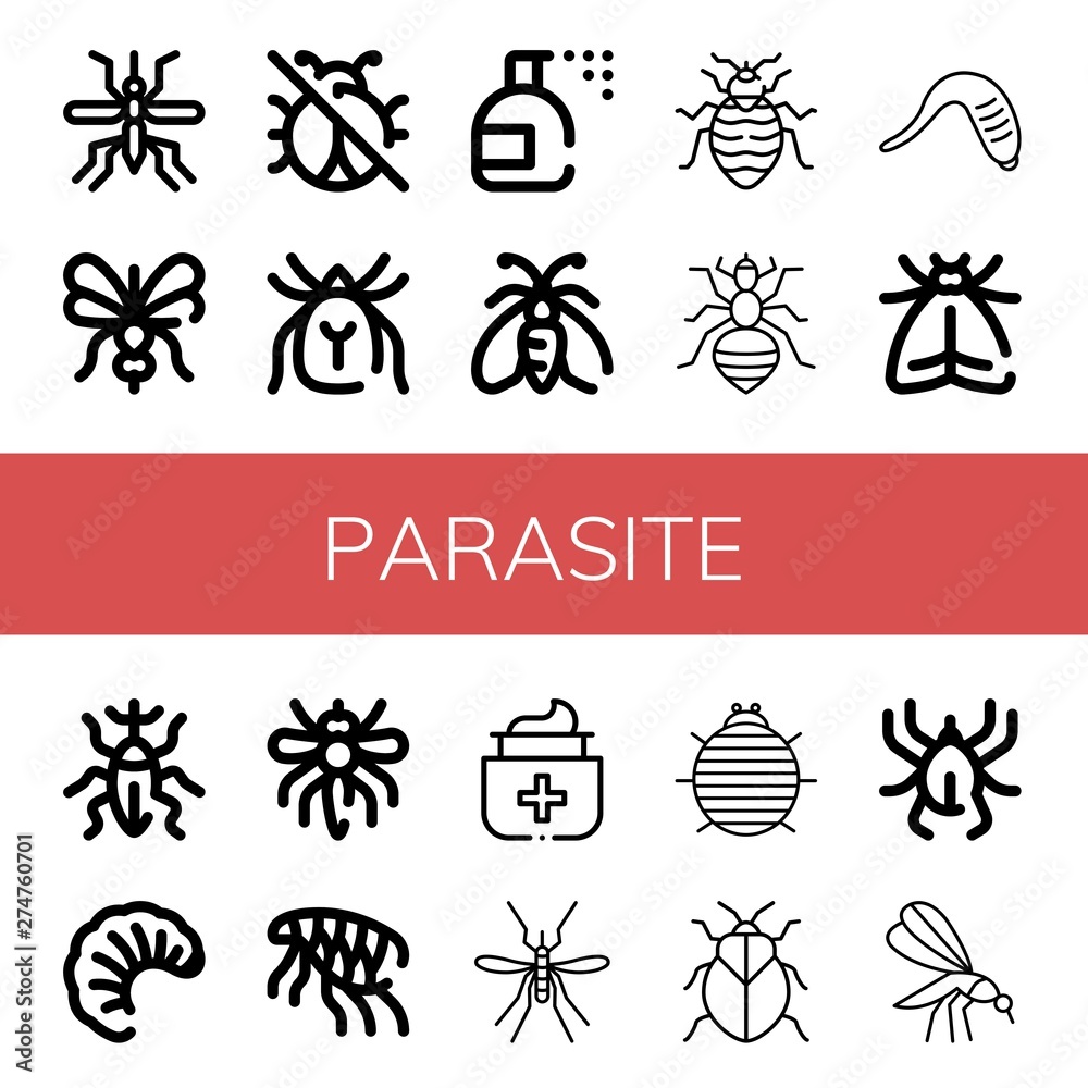 Set of parasite icons such as Mosquito, No insects, Mite, Insecticide ...