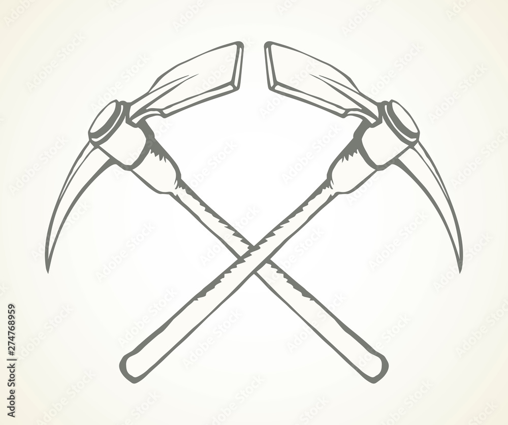 Pick axe icon. Vector drawing sign Stock Vector | Adobe Stock