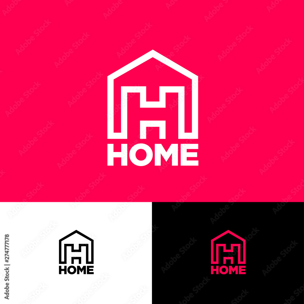H letter monogram. The Letter H Inside the House Symbol. Home, House ...