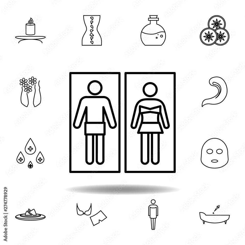 male, female symbol spa outline icon. Detailed set of spa and relax ...