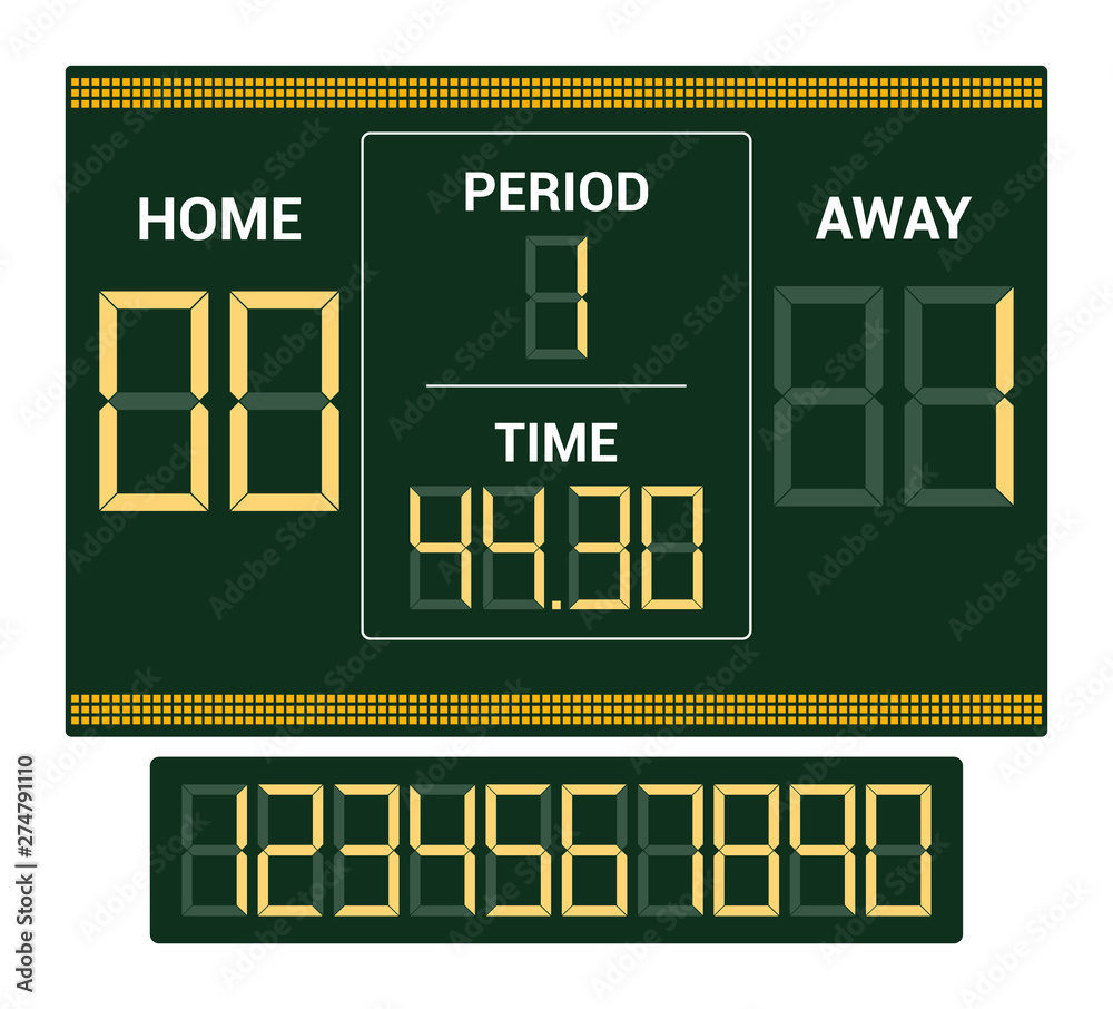 Scoreboard vector score board digital display football soccer sport ...