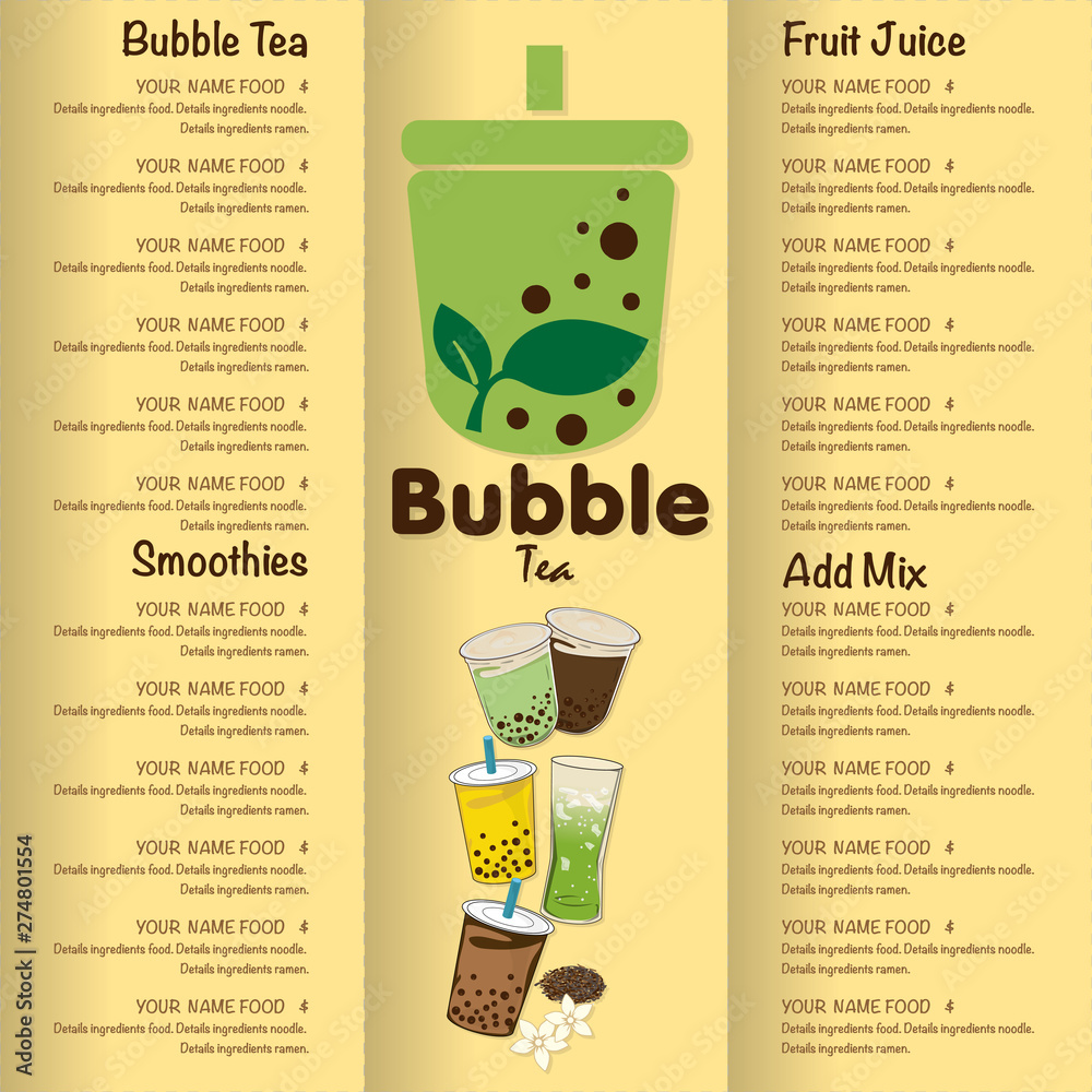 bubble tea menu graphic template Stock Vector | Adobe Stock