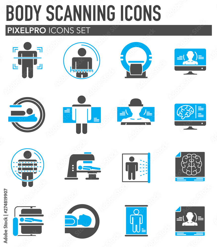 Body scan related icon set on background for graphic and web design ...