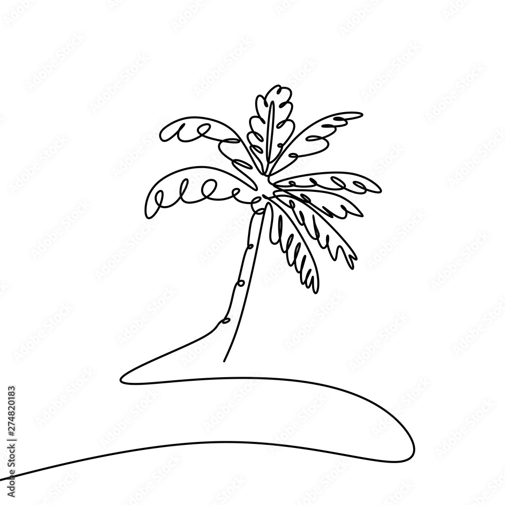 continuous line of coconut trees with a minimalist design. Stock Vector ...