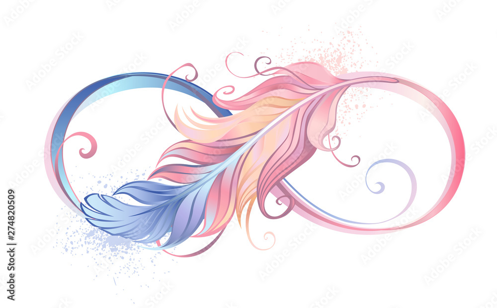 Infinity symbol with pink feather Stock Vector | Adobe Stock