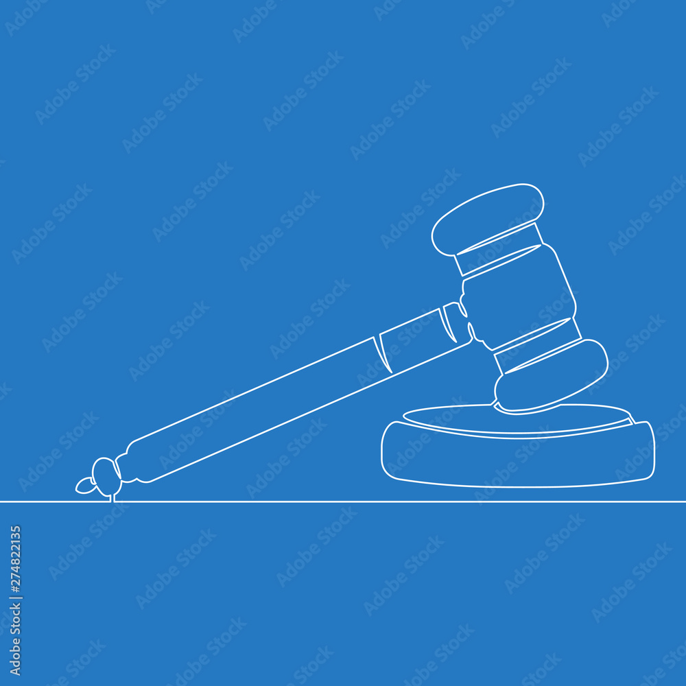 Continuous one line drawing judge hammer concept Stock Vector | Adobe Stock