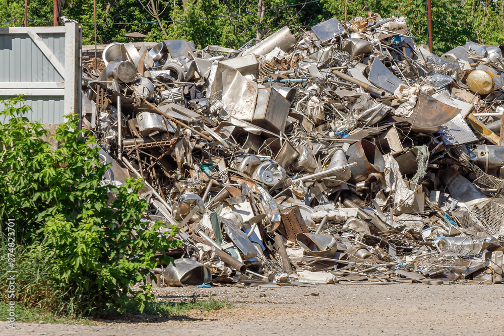 Large heap of scrap stainless steel lies at the receiving point Stock ...