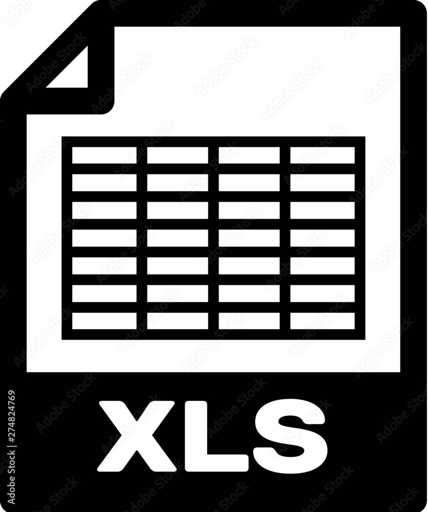 Black XLS file document icon. Download xls button icon isolated. Excel ...