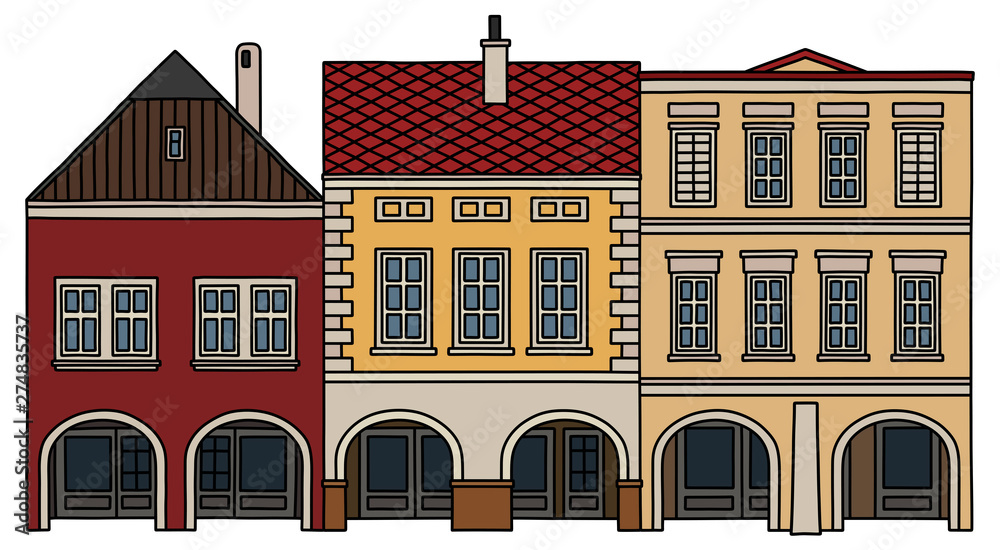 The hand drawing of three historical burger houses Stock Vector | Adobe ...