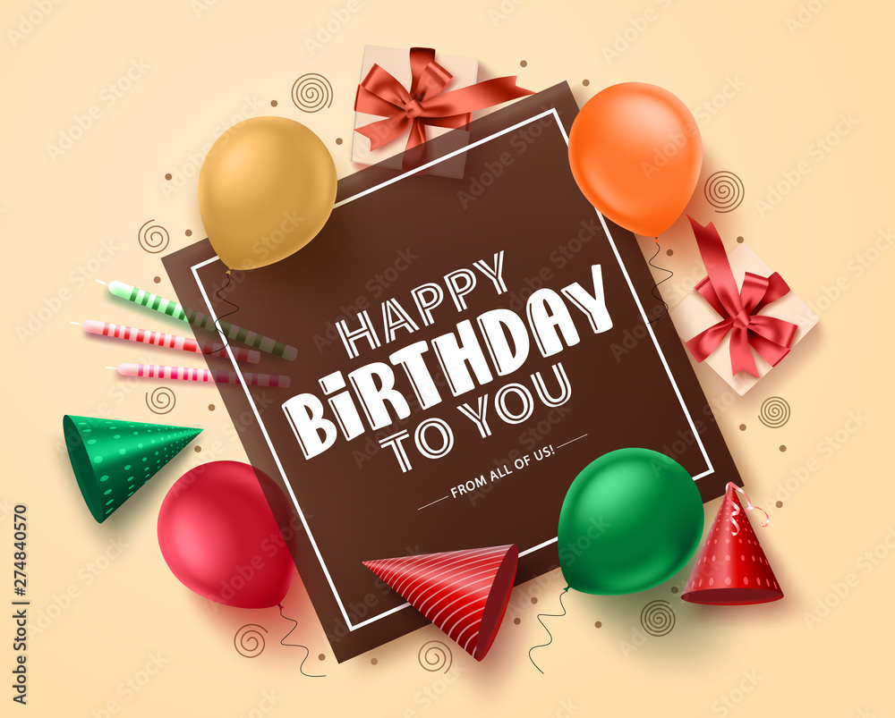 Happy birthday greeting card vector banner design. Birthday greeting ...