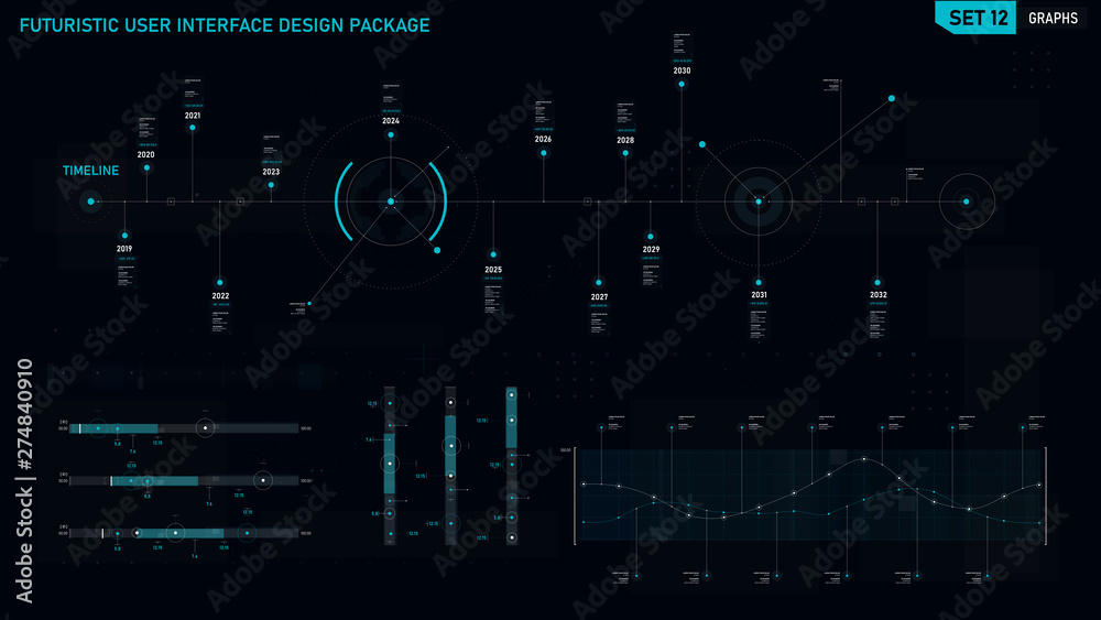 Futuristic user interface design element set 12 Stock Vector | Adobe Stock