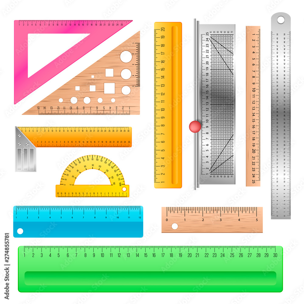 Ruler vector school stationery maths measurement scale tool to measure ...