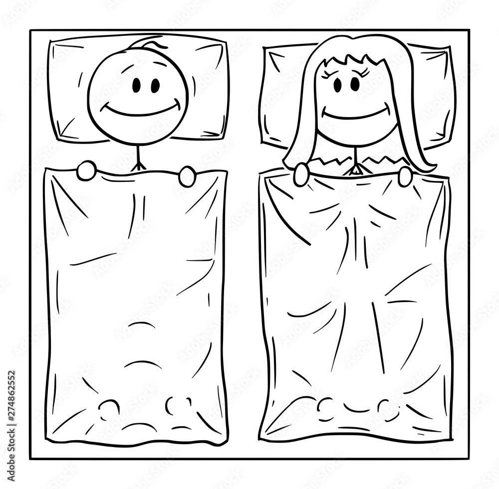 Vector cartoon stick figure drawing conceptual illustration of happy ...