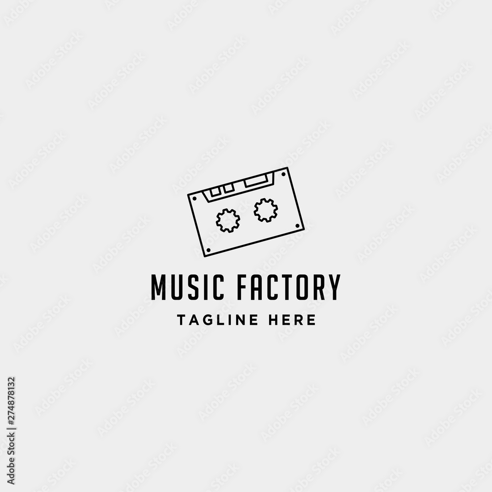 music gear logo design studio headphone microphone cassete vector ...