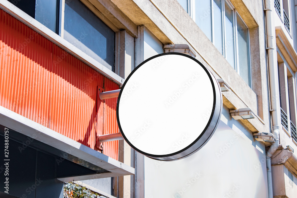 signboard mockup and template empty frame for logo or text on exterior ...