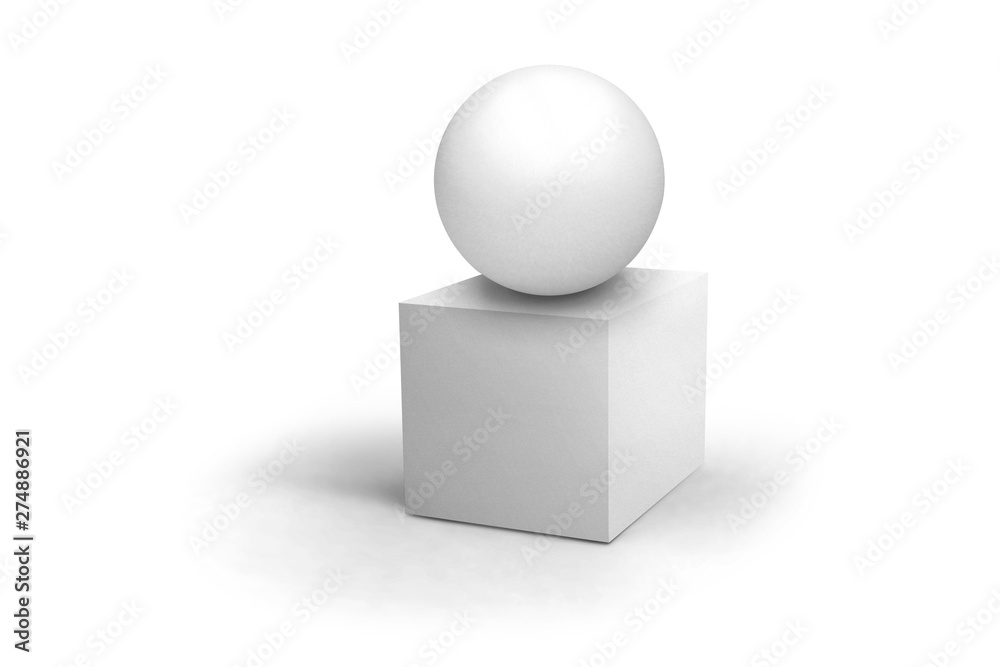 Blank objects composition mockup. White cube and sphere. Isolated ...