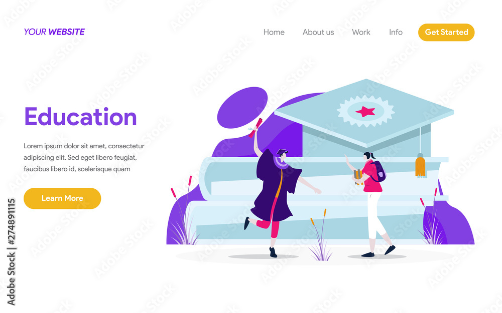Landing page template of Education Illustration Concept. Modern flat ...