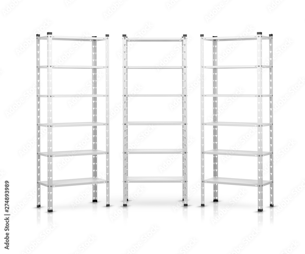 rack 3d image. 3D model metal shelves. Stock Illustration | Adobe Stock