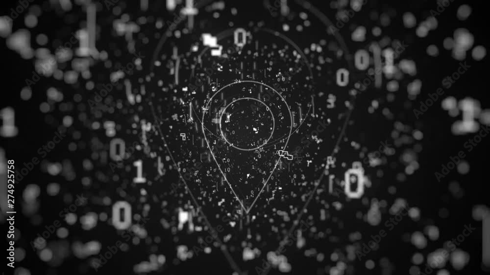 Digital concept: Points icons animation on black digital background ...