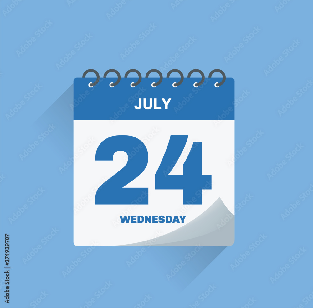 Poster Calendrier journalier avec la date du 24 juillet. – Wall Art ...