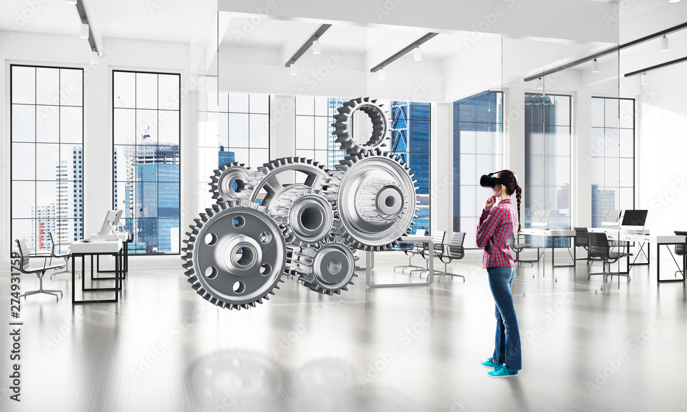 Virtual reality concept and mechanism of engine in modern interior ...