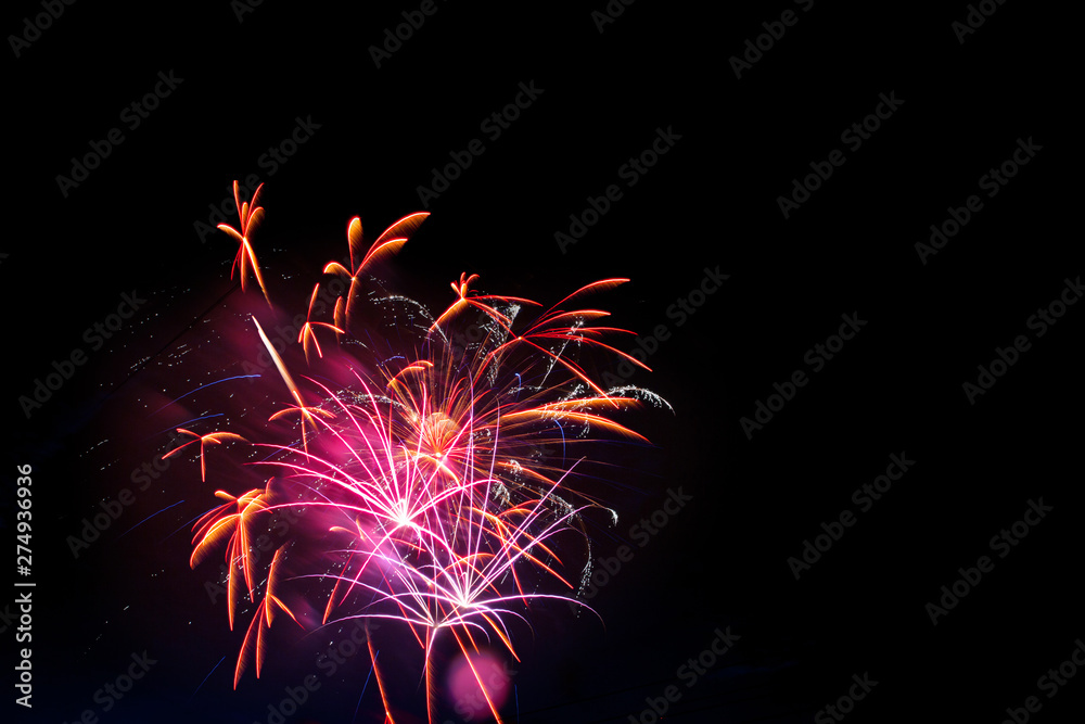 Colorful fireworks. Great holiday of a great country. The celebration ...