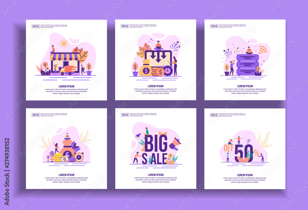 Set of modern flat design templates for Business, delivery, cost ...