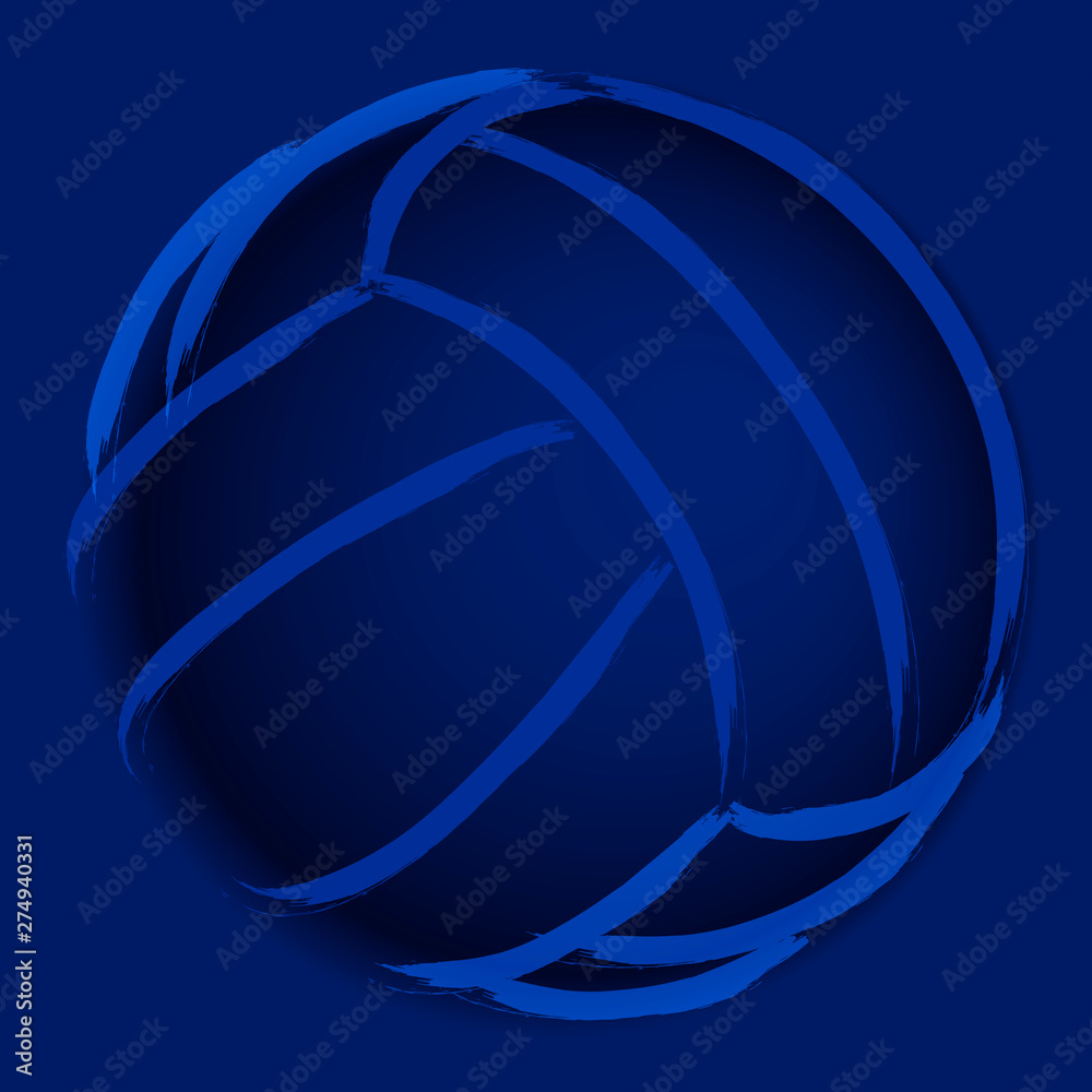 Stylized illustration hand drawing of a volleyball with a halftone ...