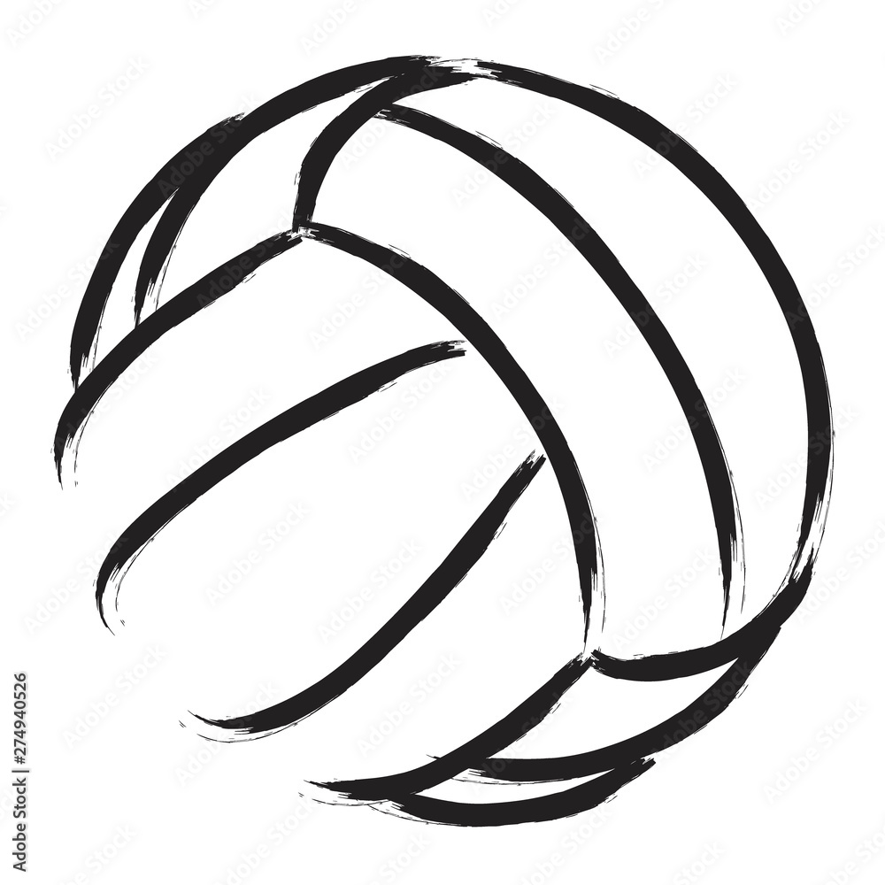 Stylized illustration hand drawing of a volleyball with a halftone ...