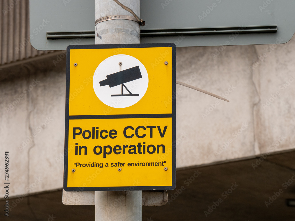 Sign warning Police CCTV is in operation Stock Photo | Adobe Stock