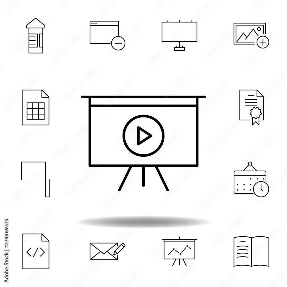 board deck play outline icon. Detailed set of unigrid multimedia ...