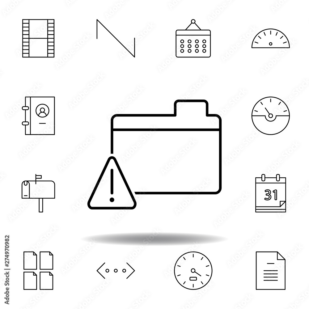 alert files warning outline icon. Detailed set of unigrid multimedia ...