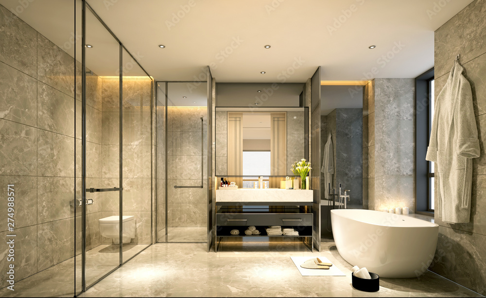 3d render modern bathroom Stock Photo | Adobe Stock