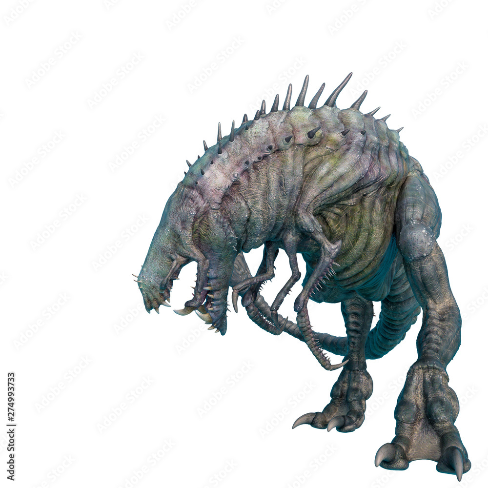 alien animal is looking down in a white background Stock Illustration ...