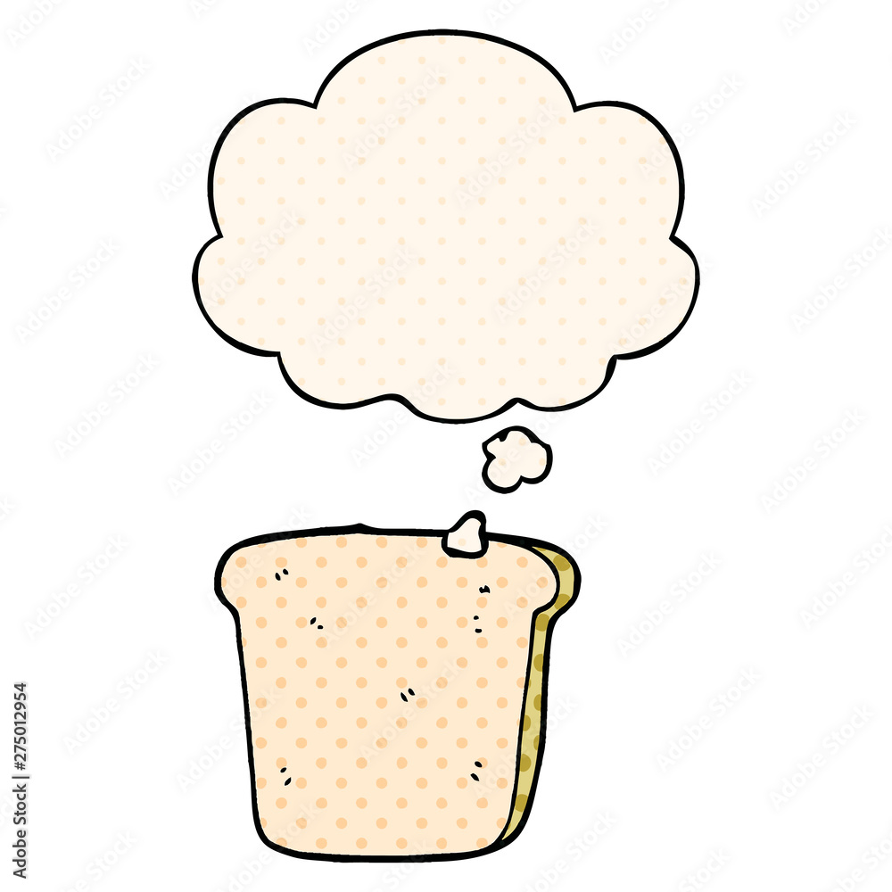cartoon slice of bread and thought bubble in comic book style Stock ...