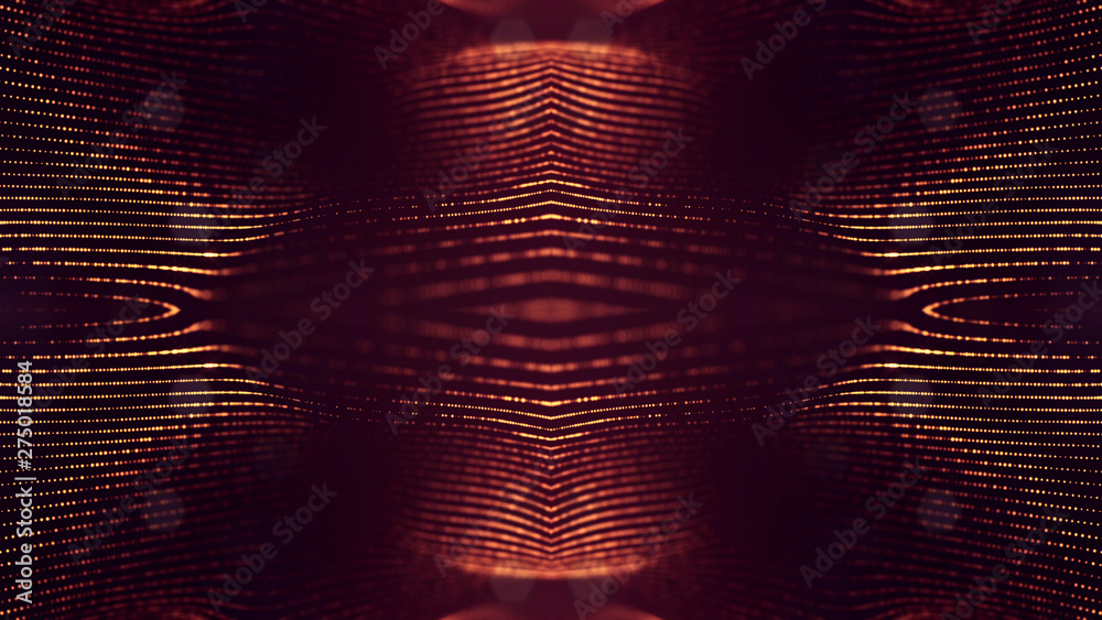 3d rendering background of glowing particles with depth of field, bokeh ...