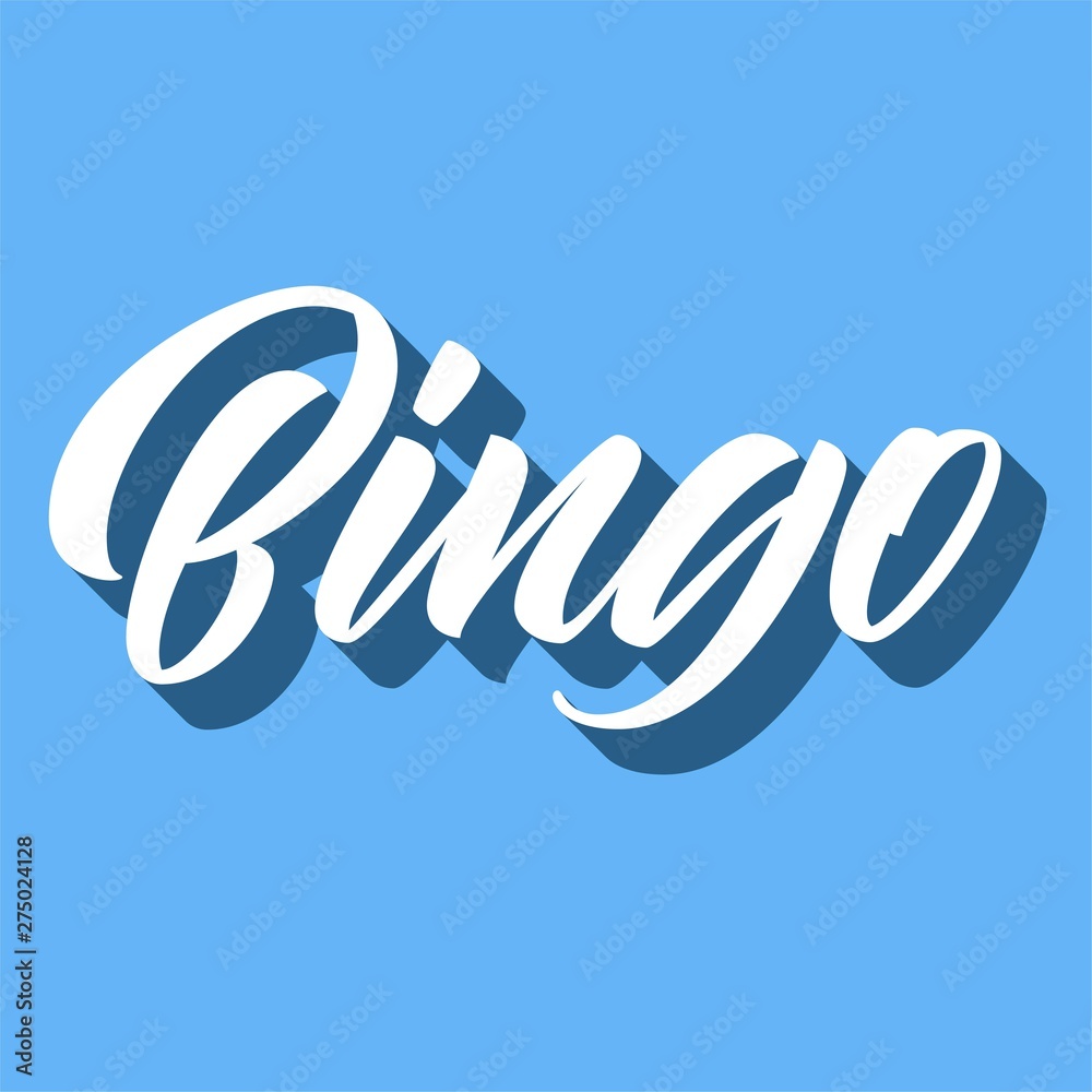 Bingo hand lettering, custom typography, brush calligraphy with 3d ...