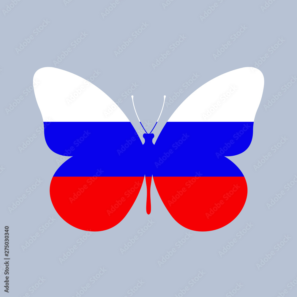 Russia flag icon in the shape of a Butterfly. Russian national symbol ...