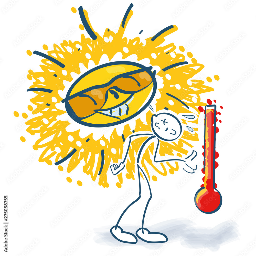 Strichmännchen ächzt unter der Hitze und Hitzerekord Stock-Vektorgrafik ...